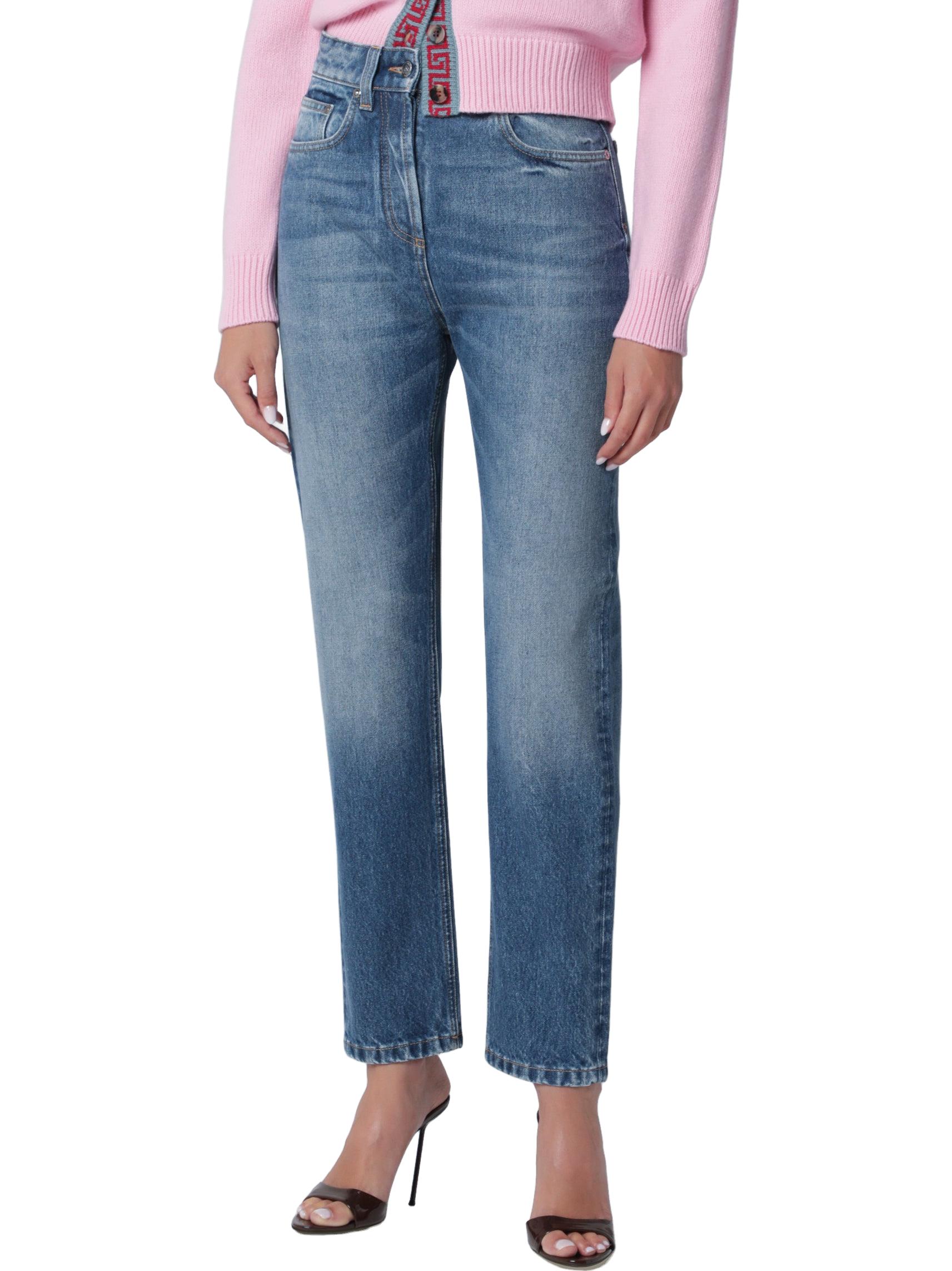 VERSACE Versace High-Waisted Straight-Leg Cotton Jeans
